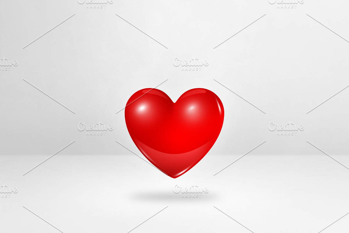 3D red heart on a white studio background, an Object Graphic by ...