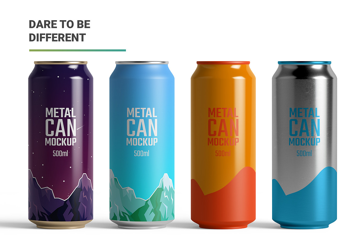 500ml Classic Can Mockup, a Packaging Mockup by AY Mock-Ups