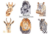 Watercolor safari animals portraits, an Animal Illustration by Visual ...