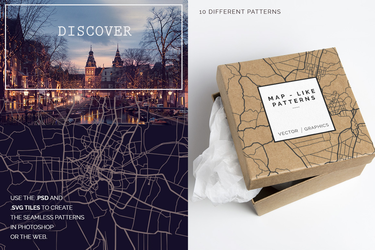 Map Seamless Vector Patterns, a Pattern Graphic by Youandigraphics