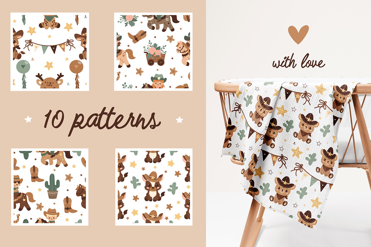 Cowboy Clipart and Patterns for Kids, an Animal Illustration by JT ...