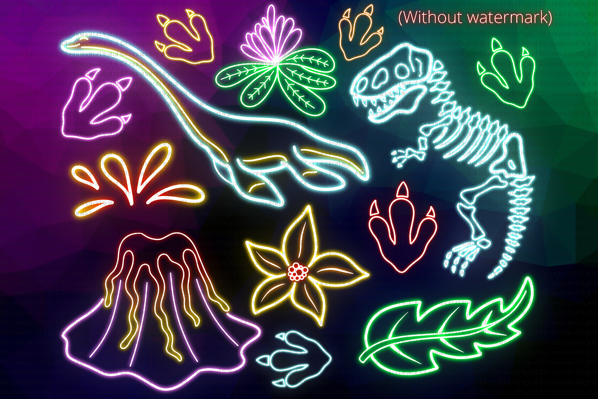 Neon Dinosaur PNG Clipart, an Education Illustration by Lenninator Digital
