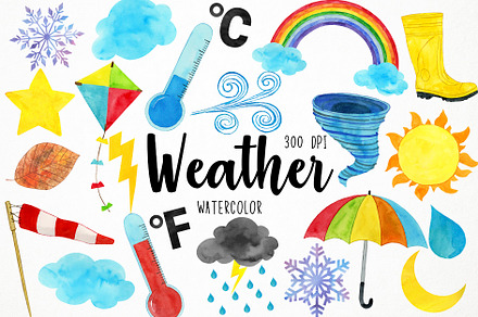 Kawaii Weather Clipart | Illustrations ~ Creative Market