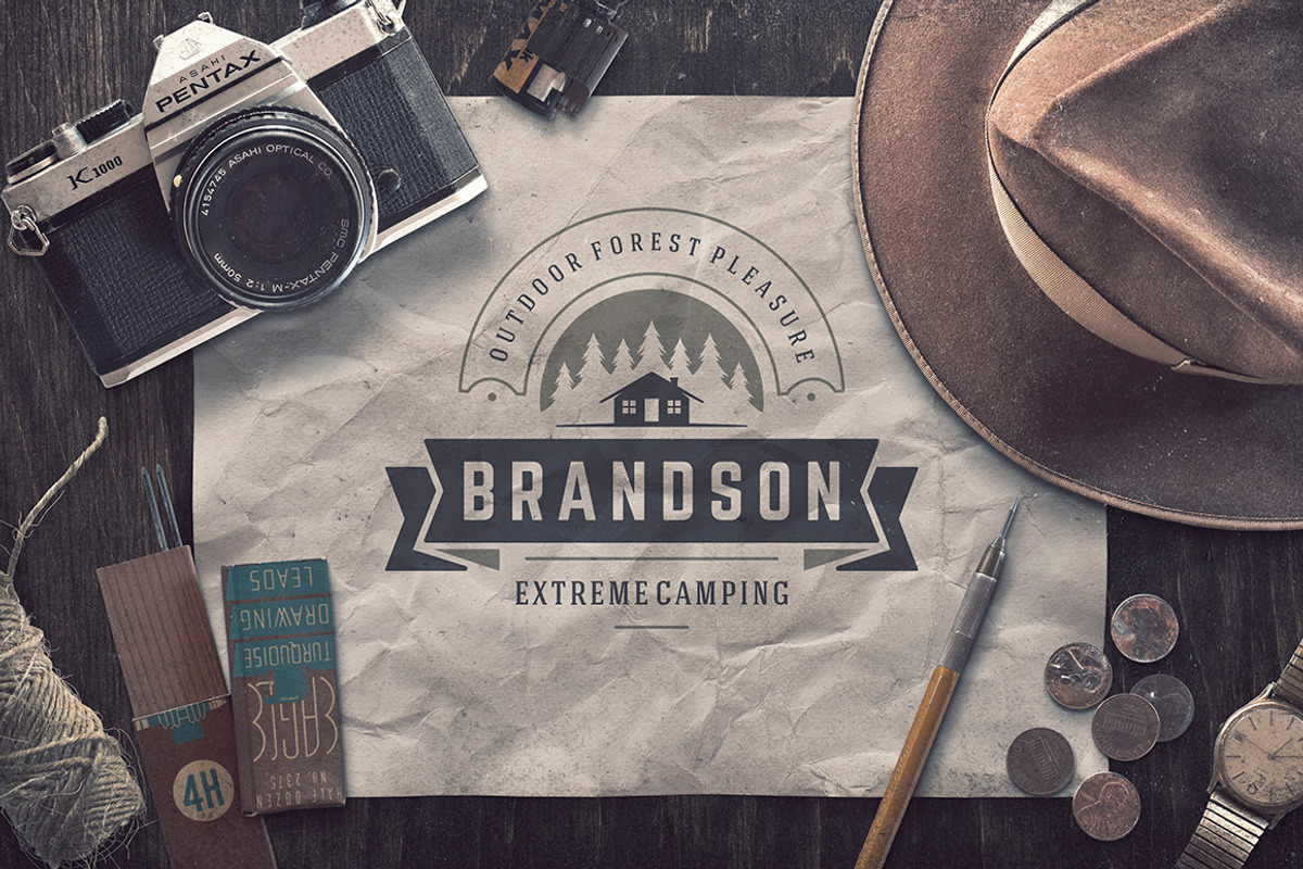 50 Outdoor logos and badges, a Branding & Logo Template by Vasya Kobelev