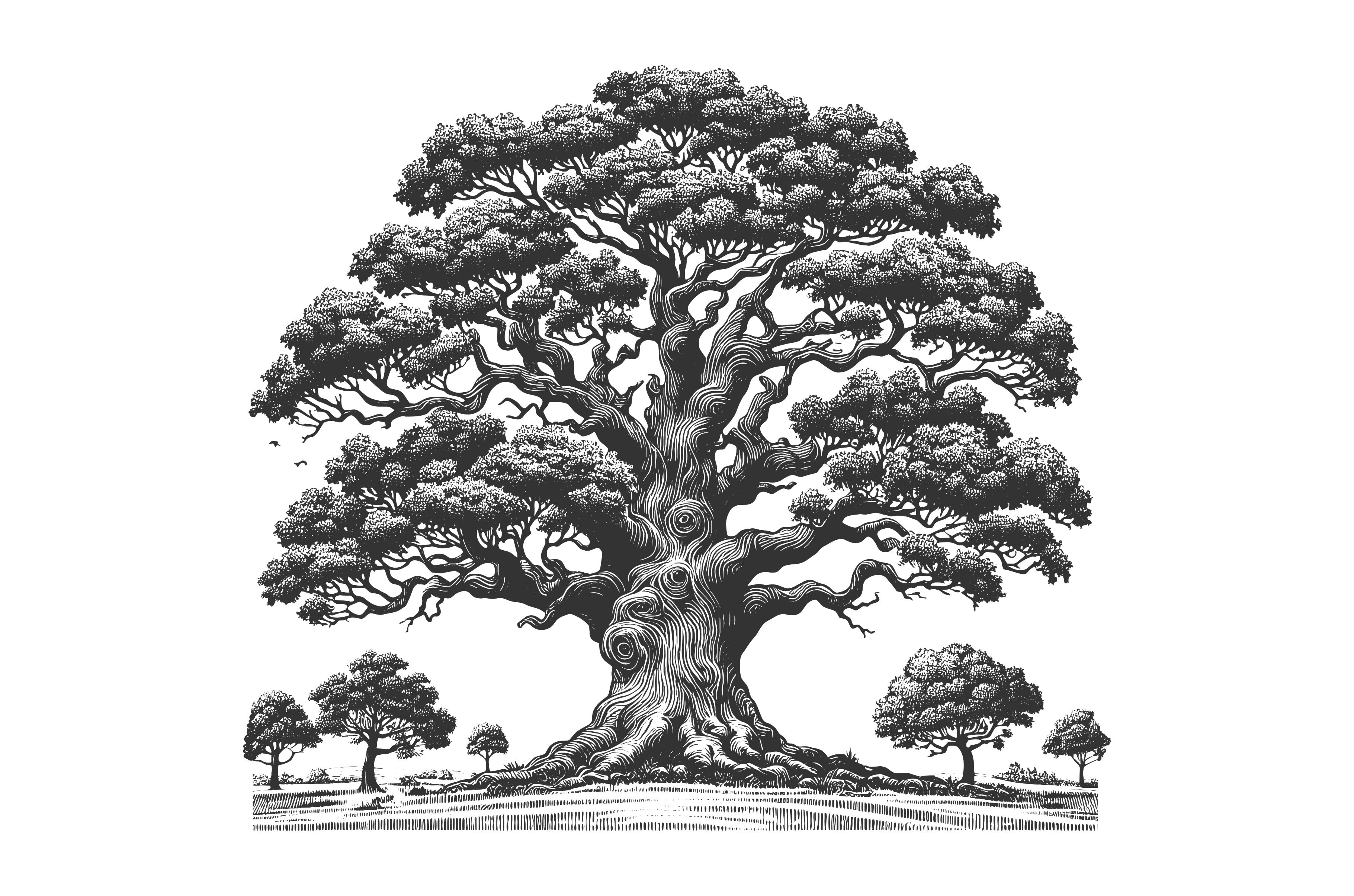Oak Tree with Expansive Roots, an Object Illustration by AlexArt