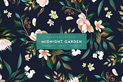 Midnight Garden, a Pattern Graphic by MalyskaStudio