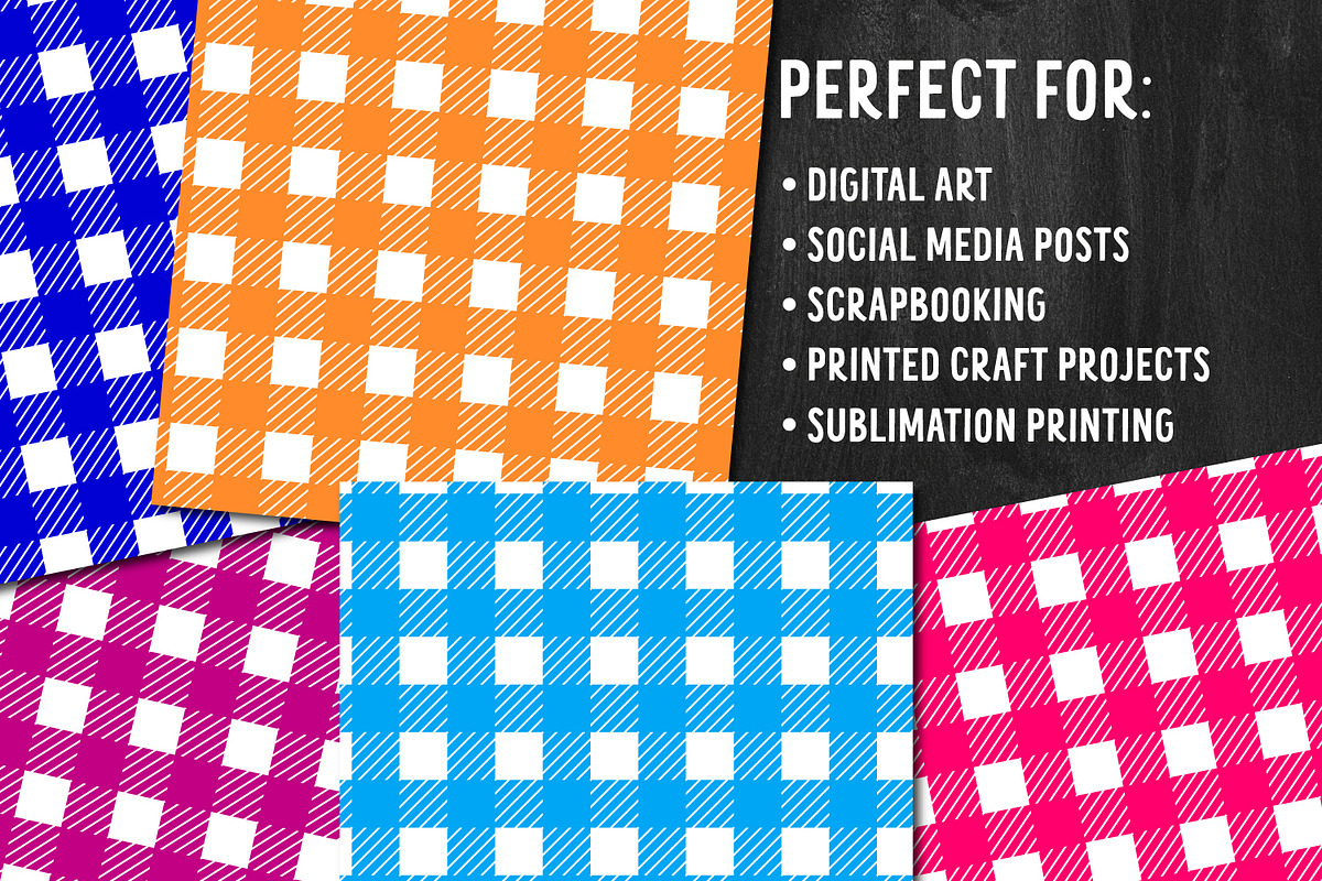 Gingham Digital Paper | Rainbow, a Pattern Graphic by illuztrate