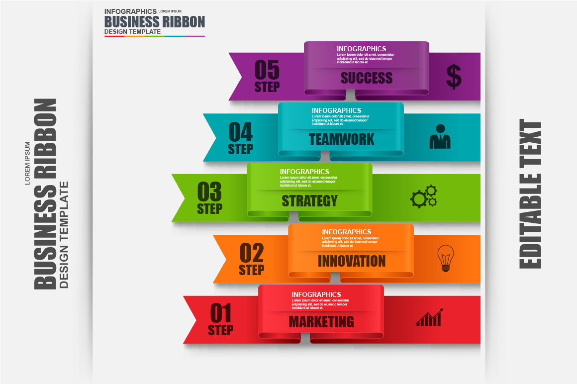 Infographic Ribbon Elements | Presentation Templates ~ Creative Market