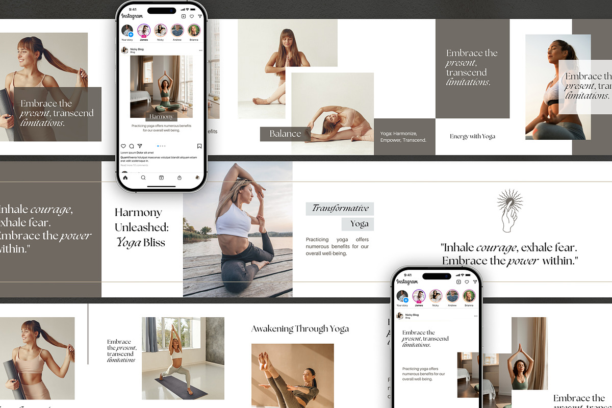 Yoga Instagram Carousel Template, a Social Media Template by ...