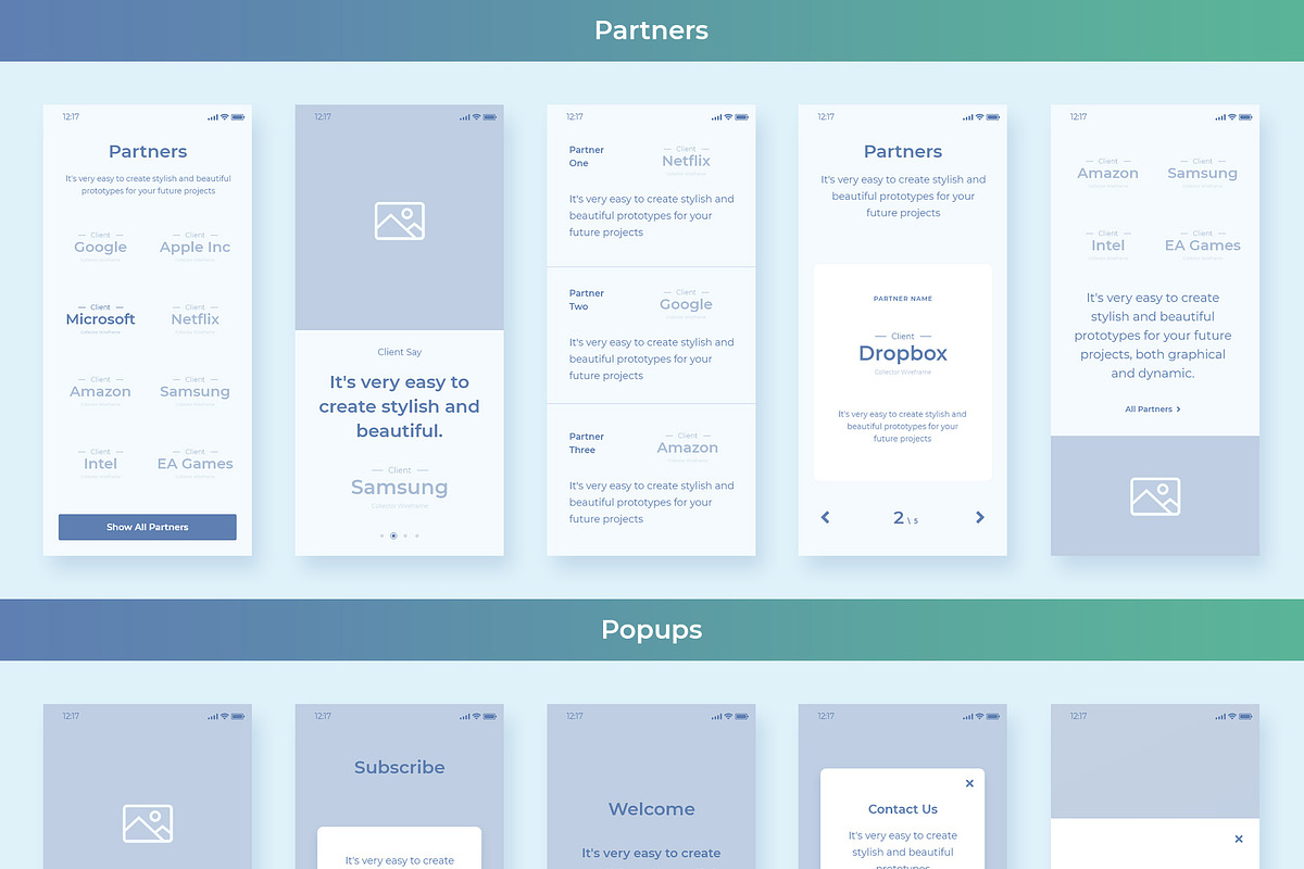Collector iOS Wireframe UI Kit, a Wireframe Template by Creatoly