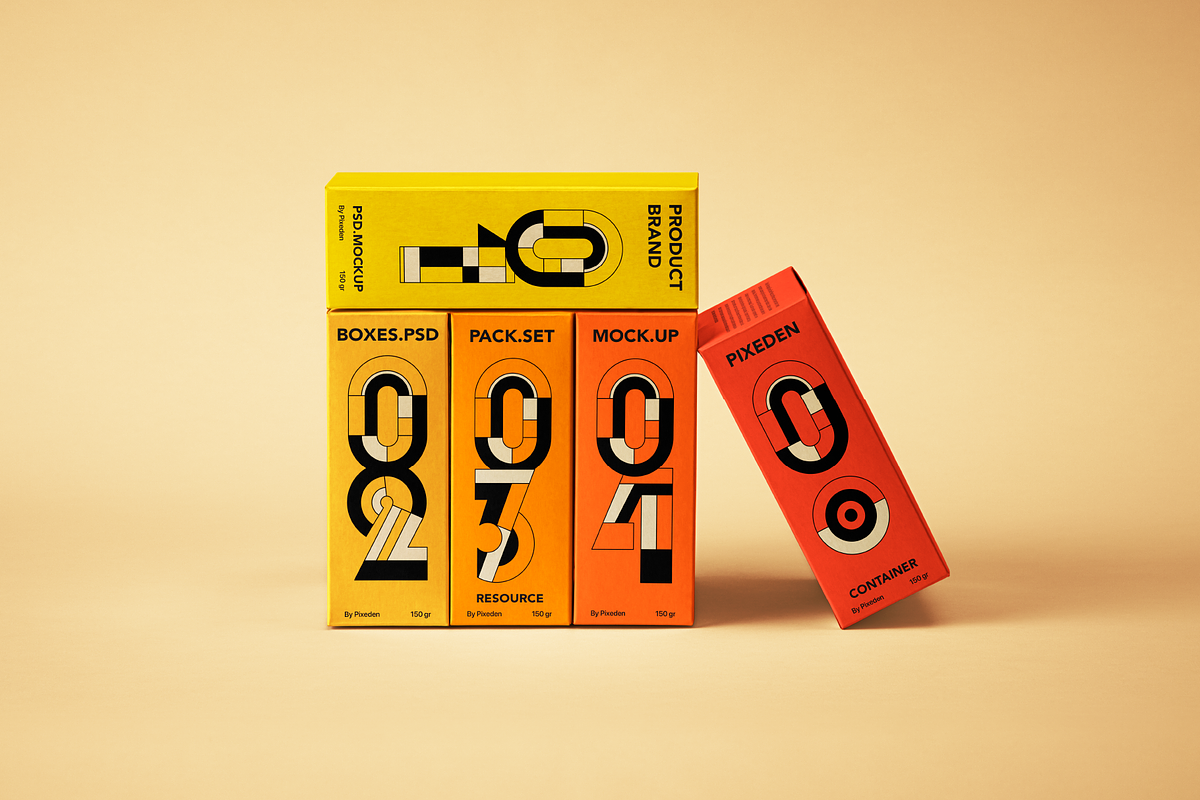 Product Brand Boxes Set PSD Mockup, a Packaging Mockup by Goobly