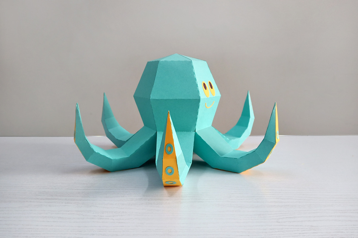 DIY Octopus Sculpture- 3d papercraft, a Templates & Theme by PAPER amaze