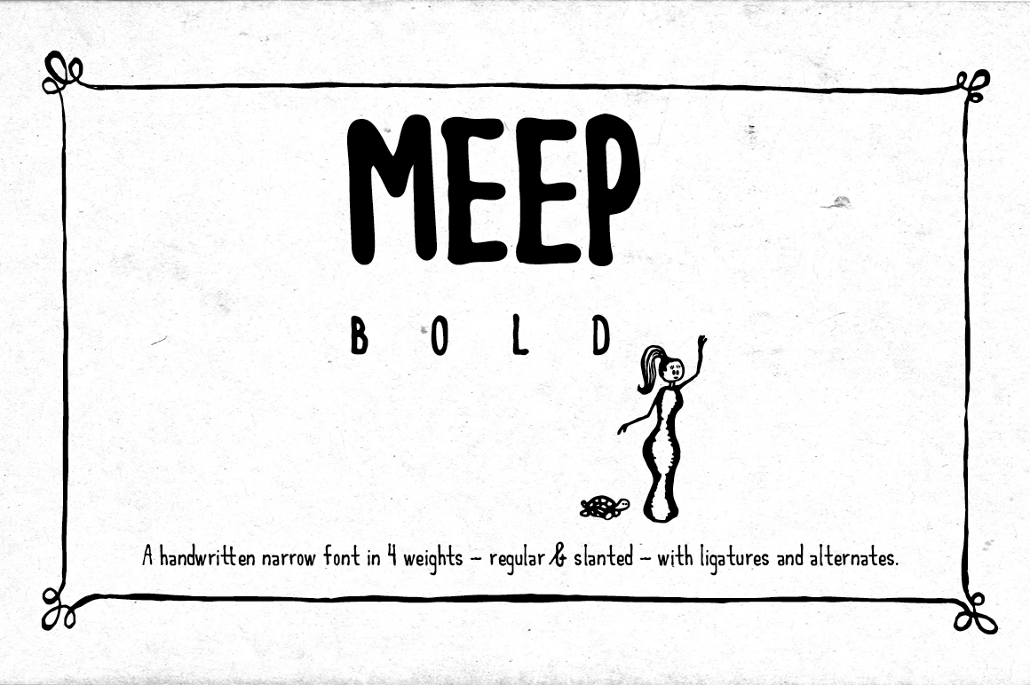 Meep Bold, a Handwritten Font by dawnland