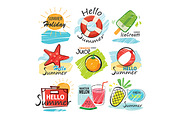 set of hand drawn summer sign, a Templates & Theme by kaisorn