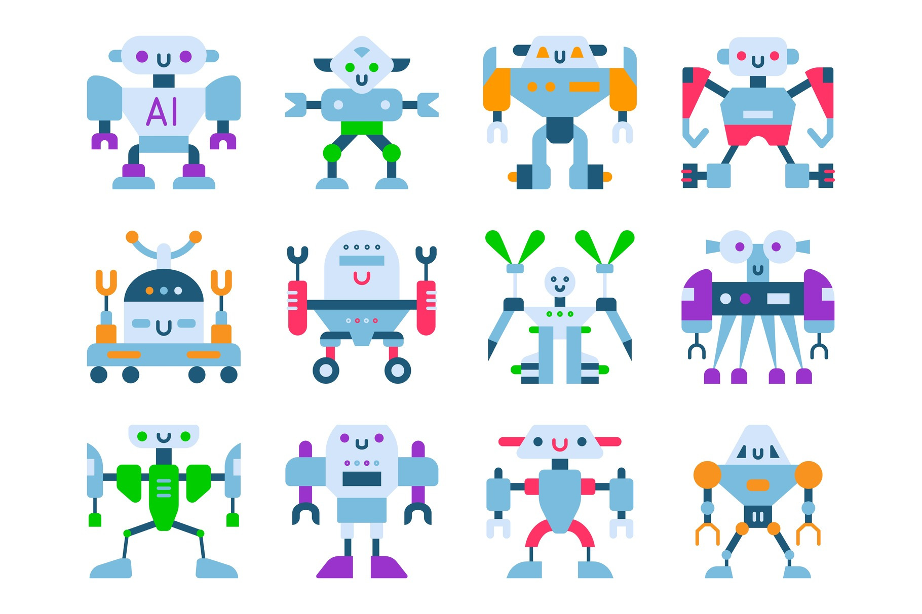 Robots vector cartoon robotic kids toy cute character monster or ...