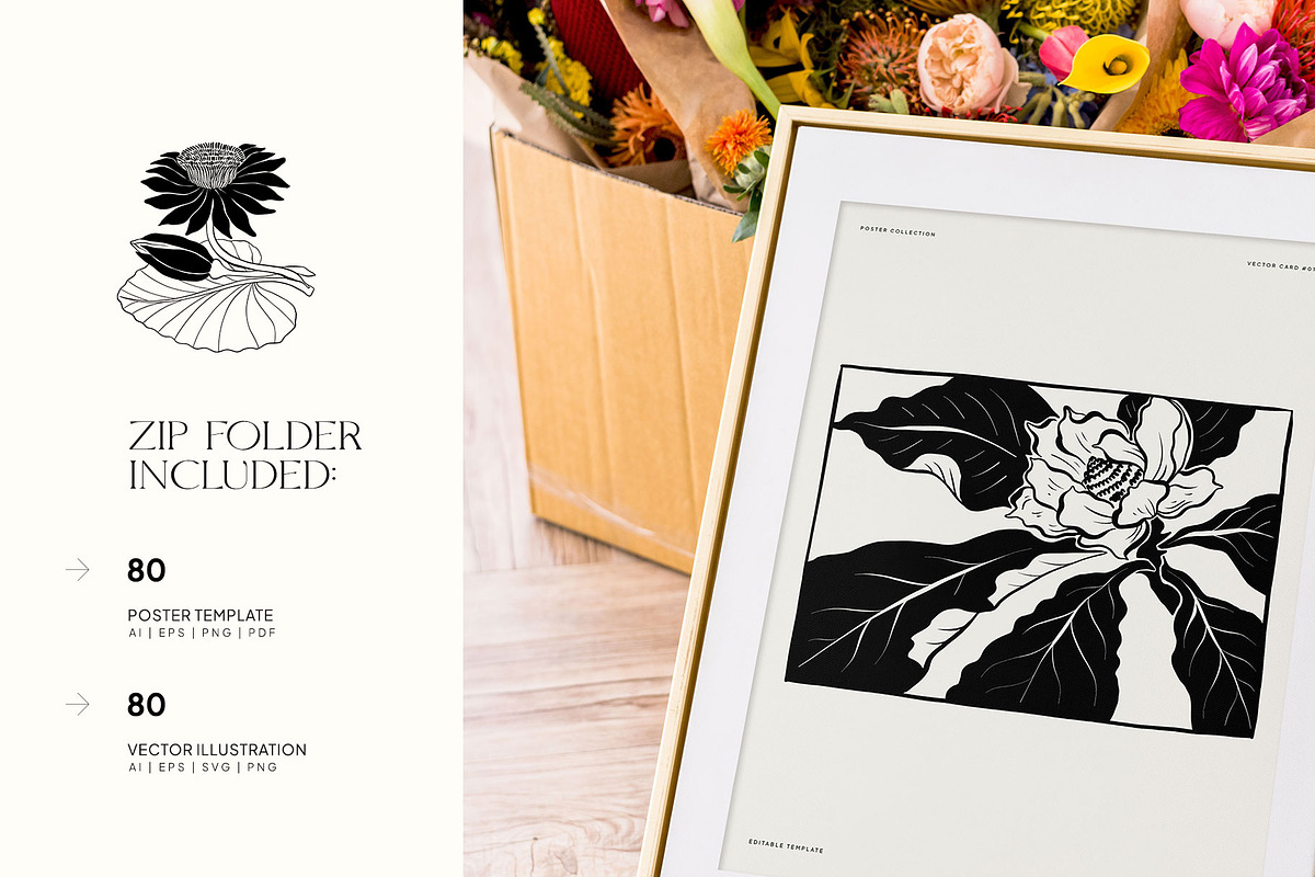 Floral Ink Poster Builder | Creative Market