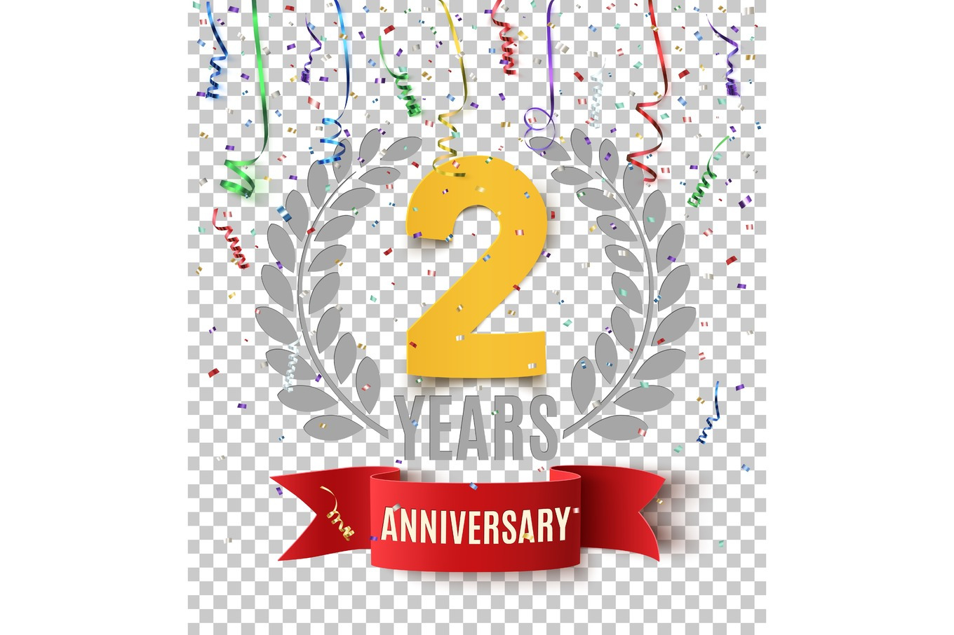 Two years anniversary background with red ribbon., an Object Graphic by ...