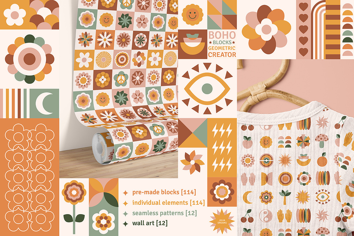 Boho Blocks Geometry Creator, an Object Graphic by Julia Dreams