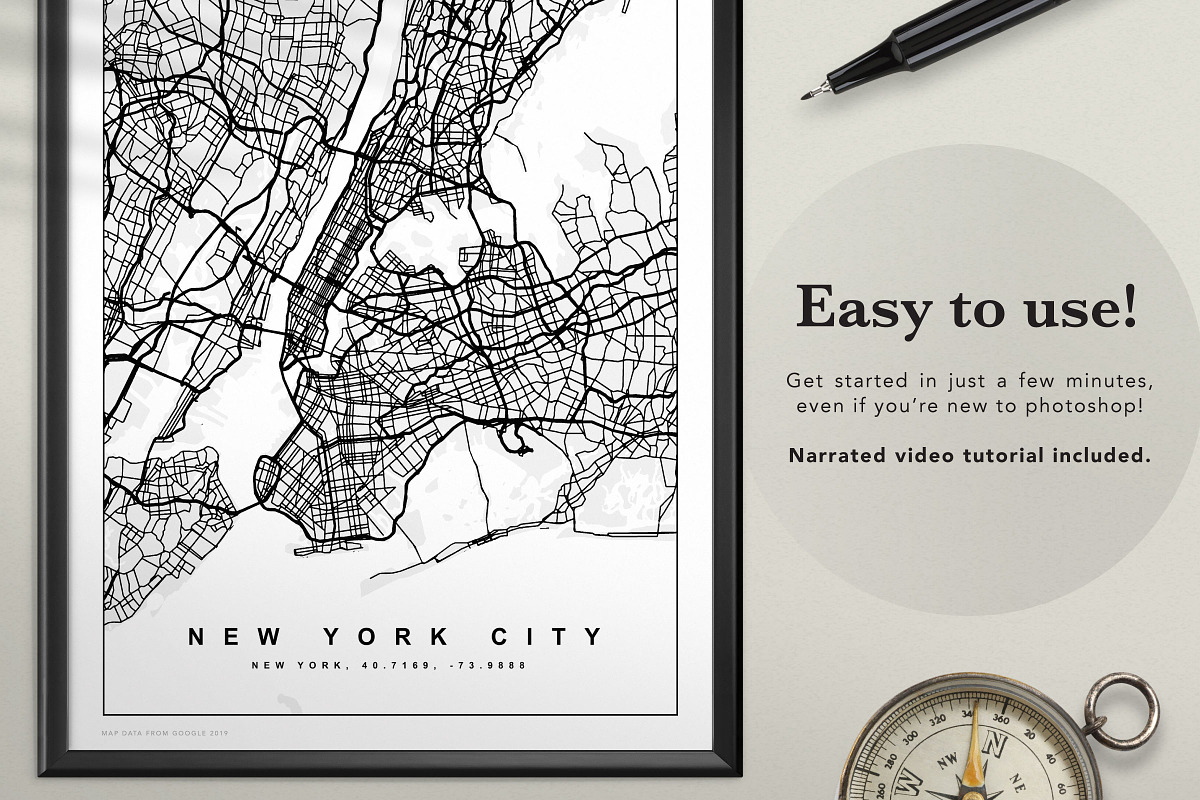 Map Poster Creator for Photoshop, a Plug-in Add-On by Drifter Studio