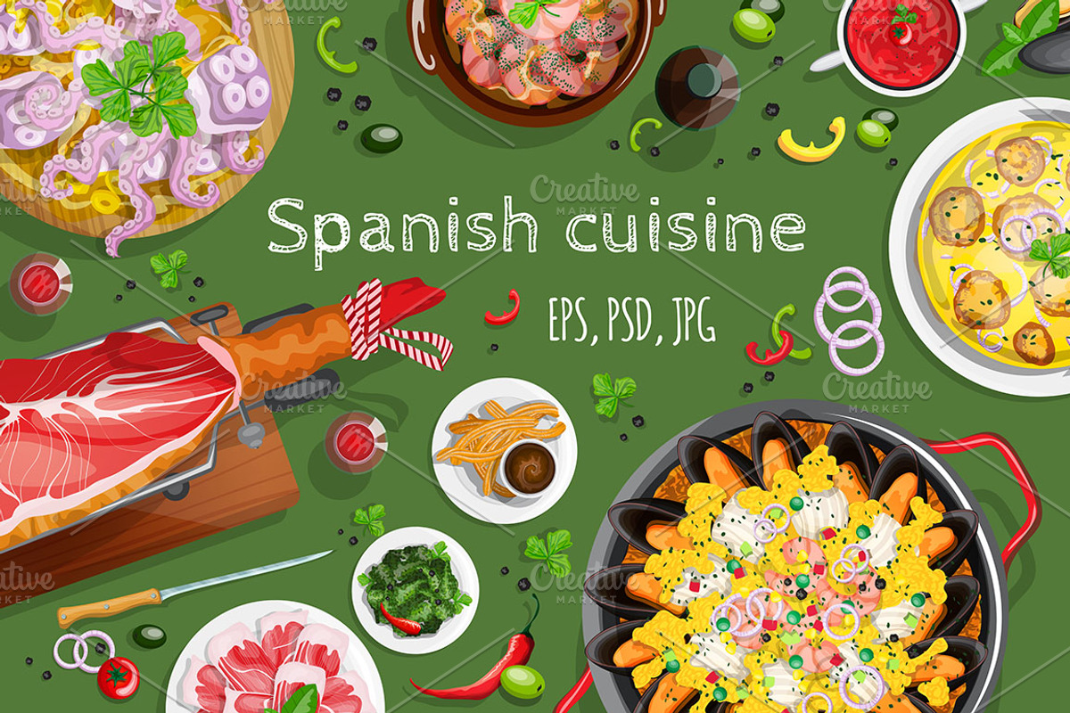 Spanish cuisine, a Food Illustration by Alena Kaz