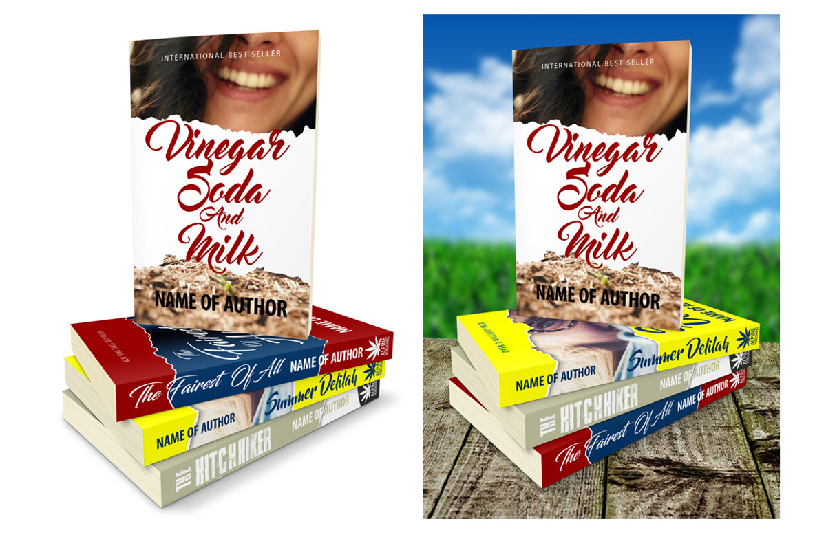 4 Paperback Book Stack Mockup, a Print Template by Cover Actions ...