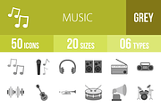 50 Music Greyscale Icons | Icons ~ Creative Market