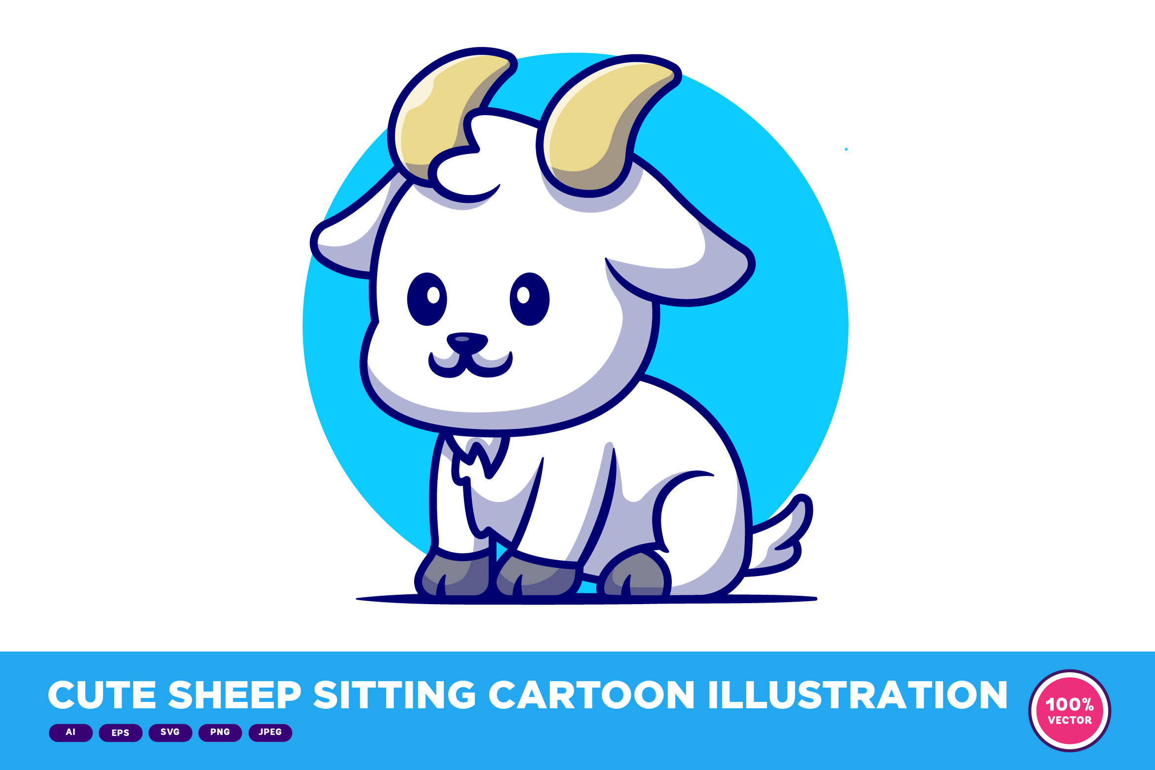 Cute Sheep Sitting Cartoon, an Animal Illustration by Catalyst Labs