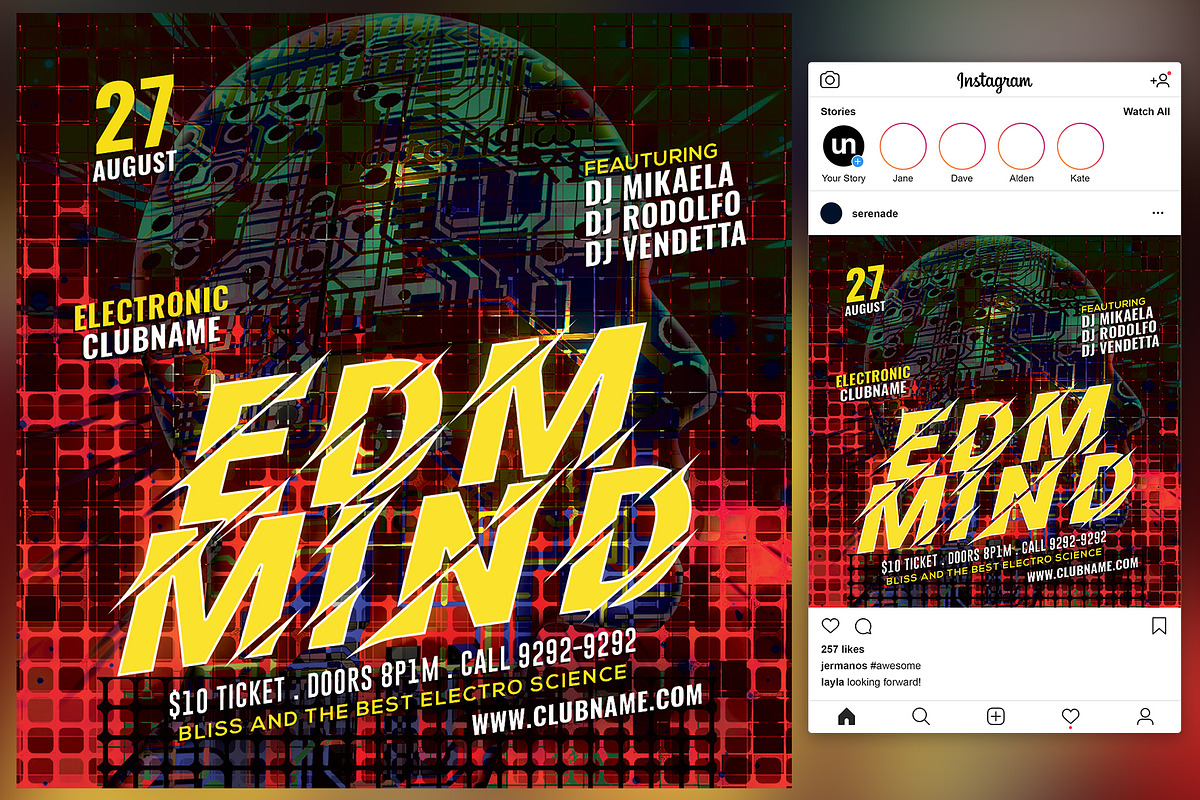 EDM Mind Flyer, a Flyer Template by KiraYamato Design Studio