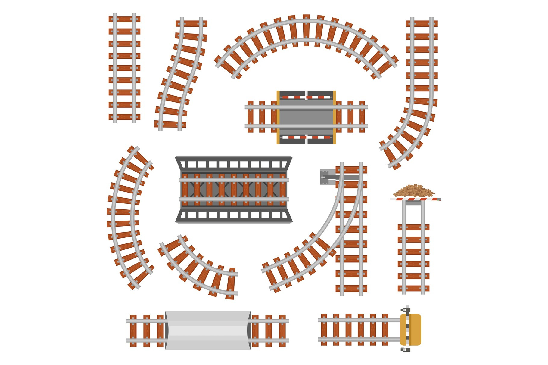 Rail or railroad, railway top view., a Transportation Illustration by ...