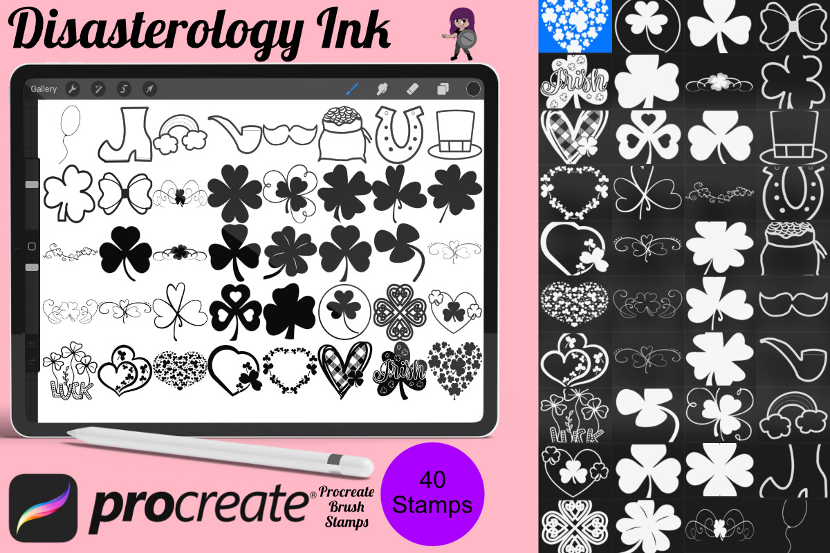 St Patricks Set 1 Procreate Brush, a Brush Add-On by Disasterology Ink
