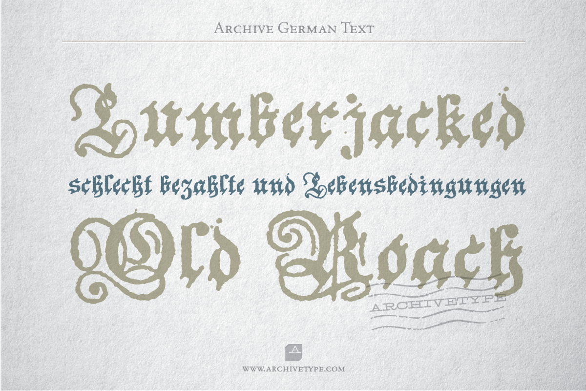 Archive German text, a Blackletter Font by Archive Type Fonts