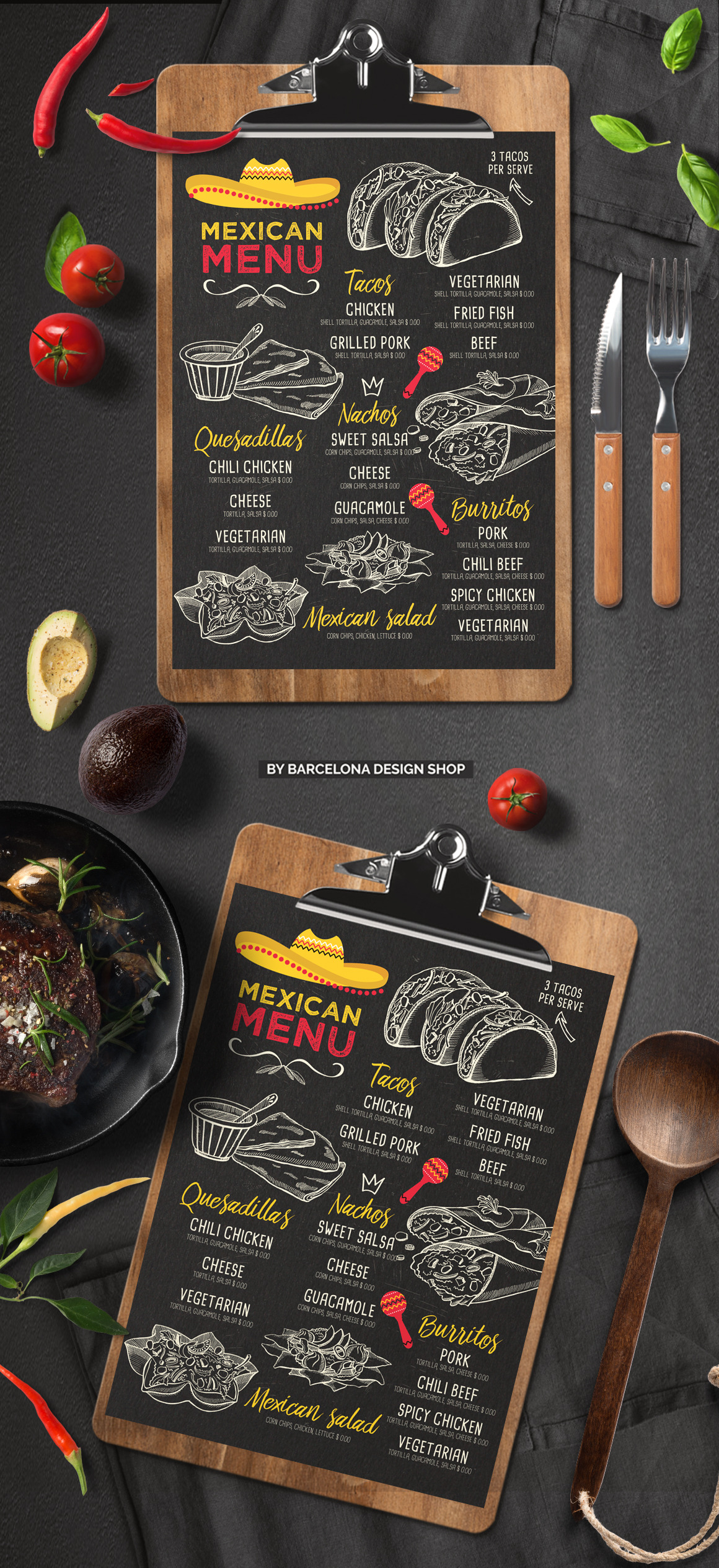 Mexican Restaurant Food Menu Brochure