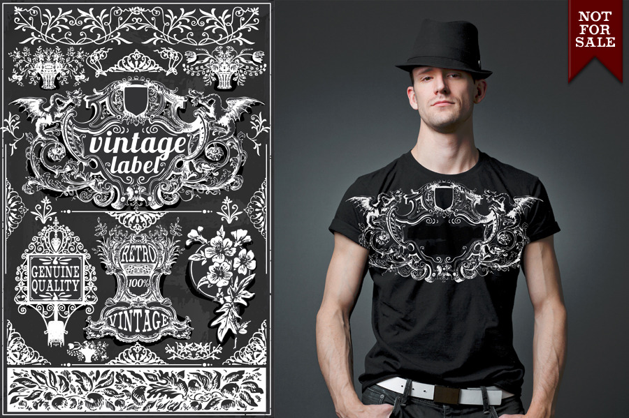 Vintage Hand Drawn Graphic Labels | Decorative Illustrations ~ Creative ...