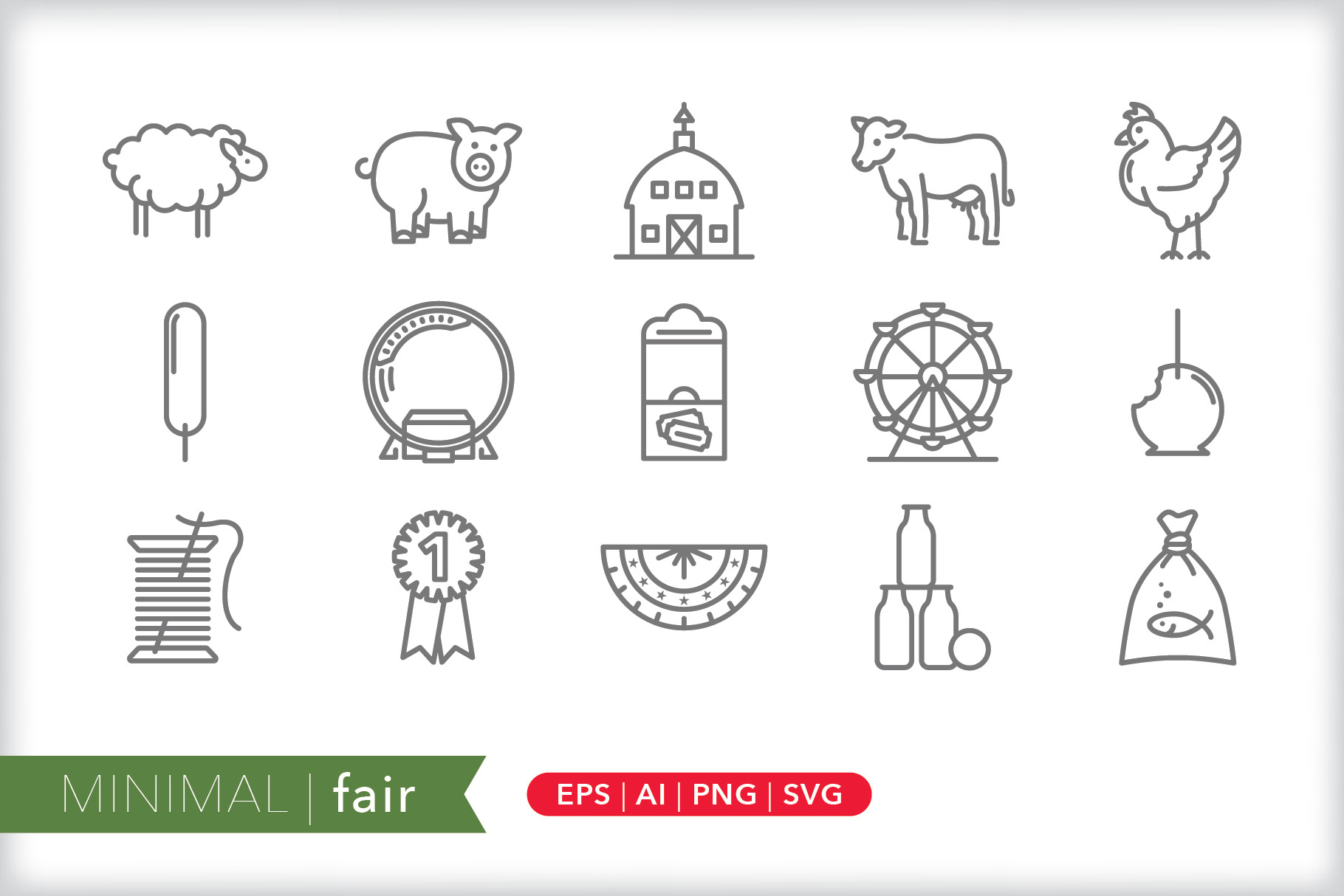 County and state fair icon set