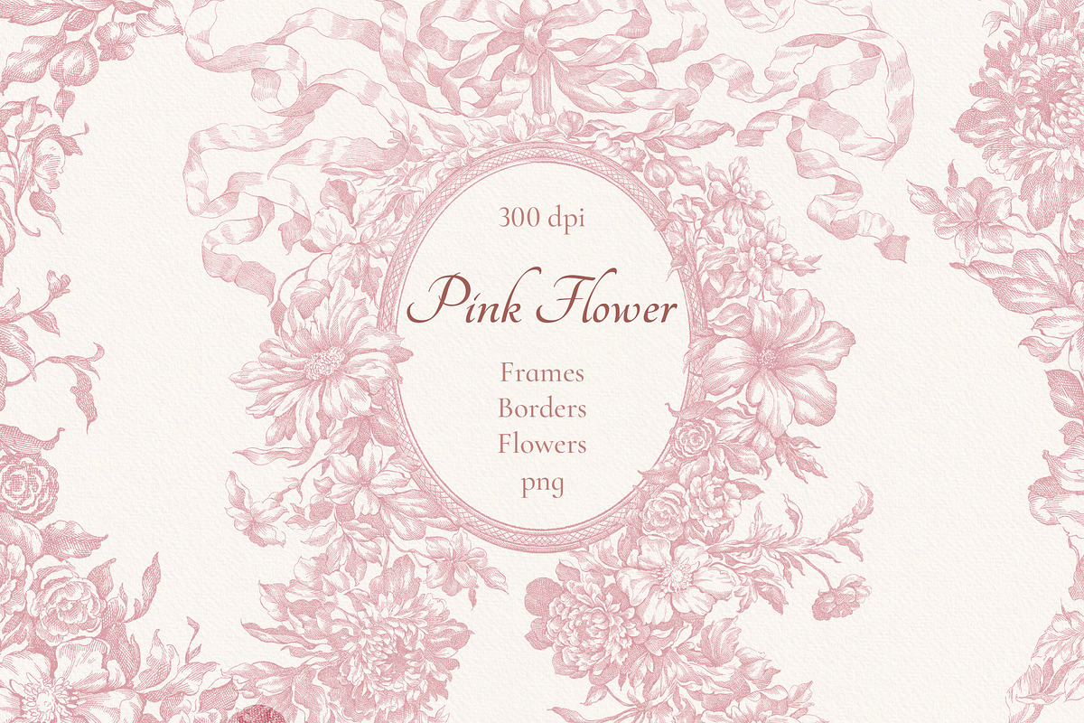 Pink Flower Frames, Borders, Flowers, a Decorative Illustration by ...