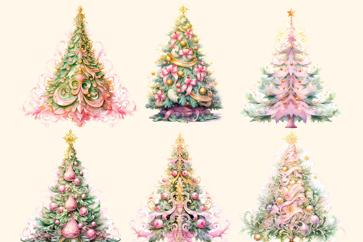 Victorian Christmas tree, clipart, a Decorative Illustration by Hello ...