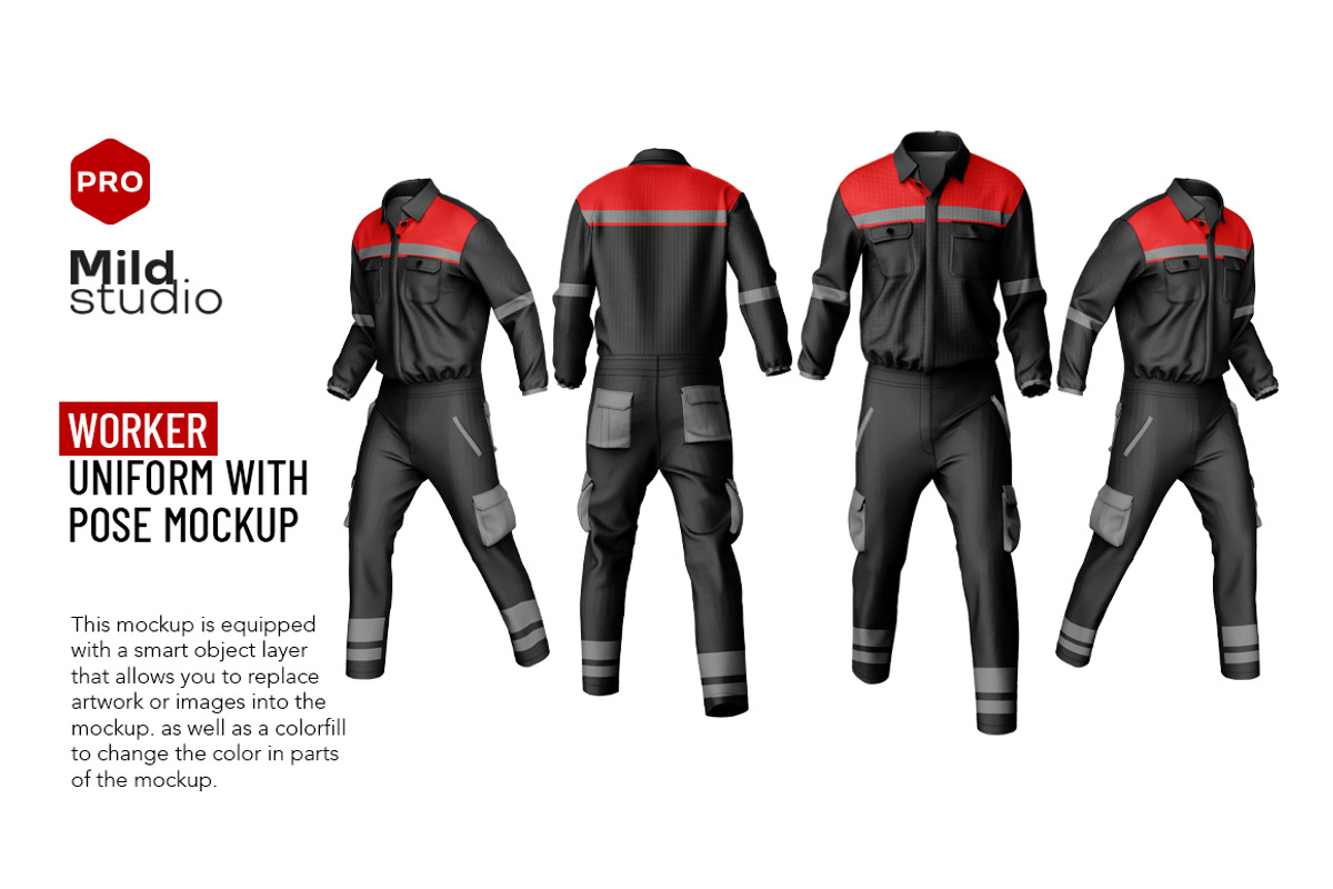 Worker Uniform With Pose Mockup, a Shirt Mockup by Mildstudio ...