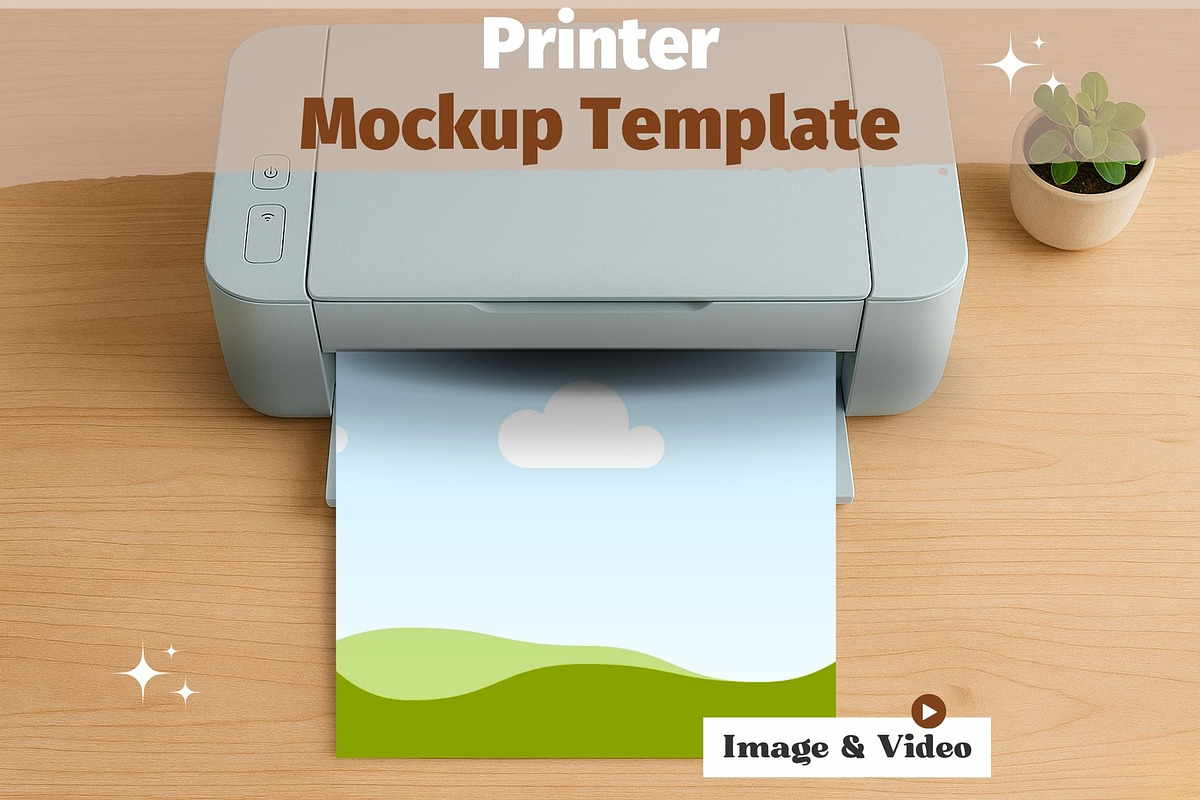 Printer Mockup Canva Template, a Mockup by GraphiCarola