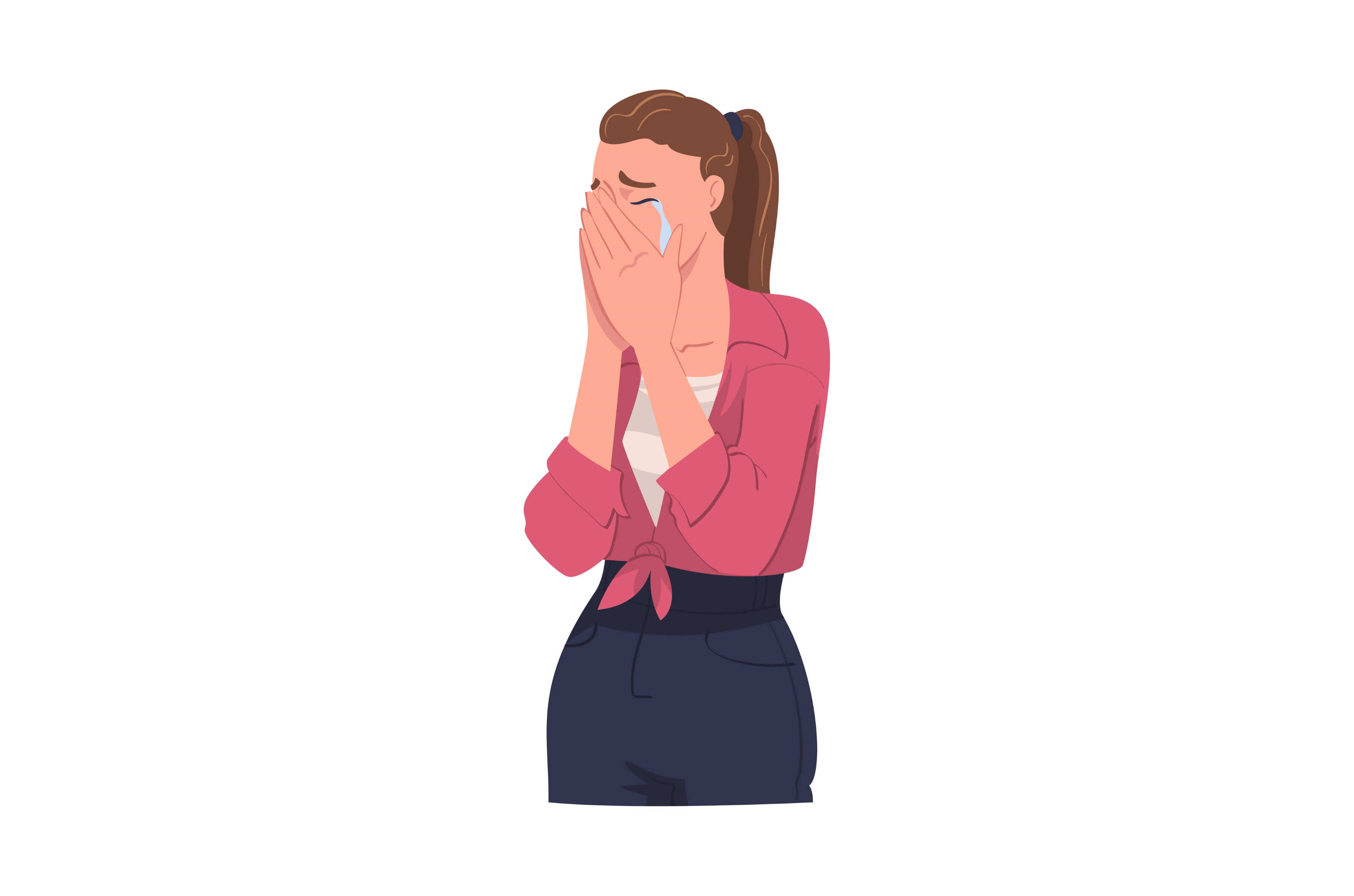 Crying Woman Character Weeping and, a Person Illustration by TopVectors