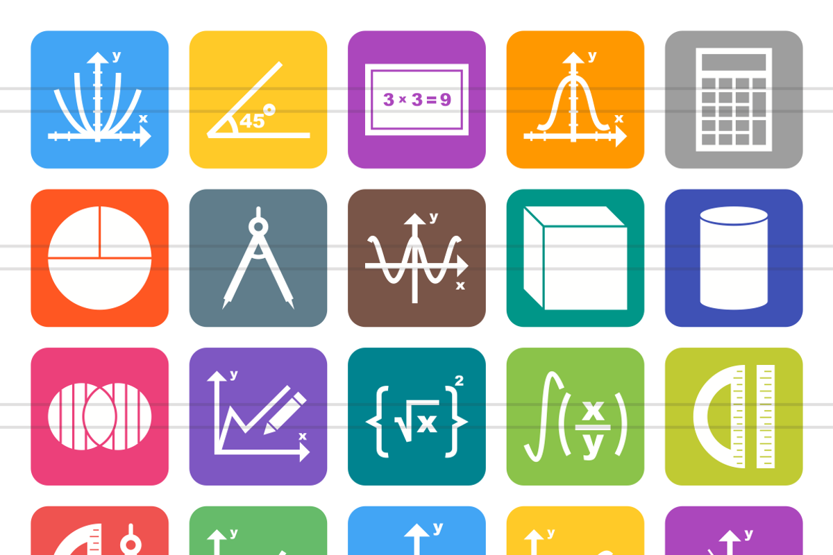 50 Math Symbols Round Corner Icons, an Icon by IconBunny