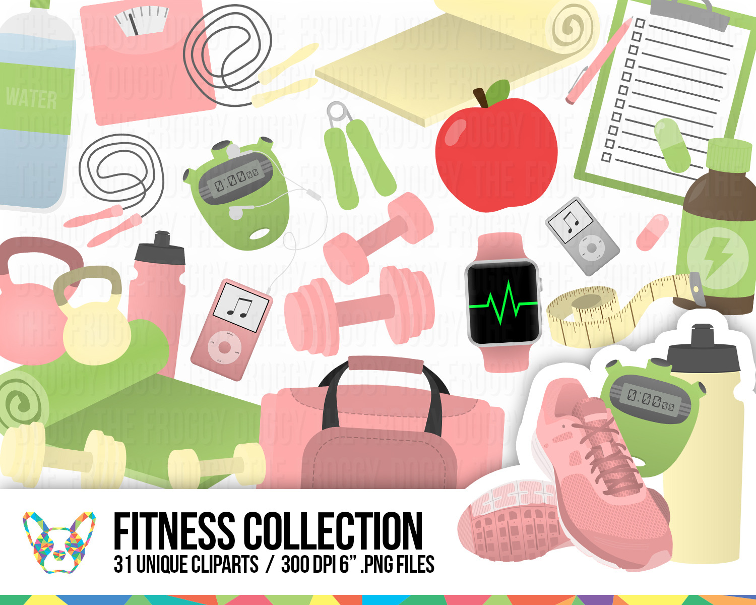 Fitness Clipart Collection, a Healthcare Illustration by TheFroggyDoggy
