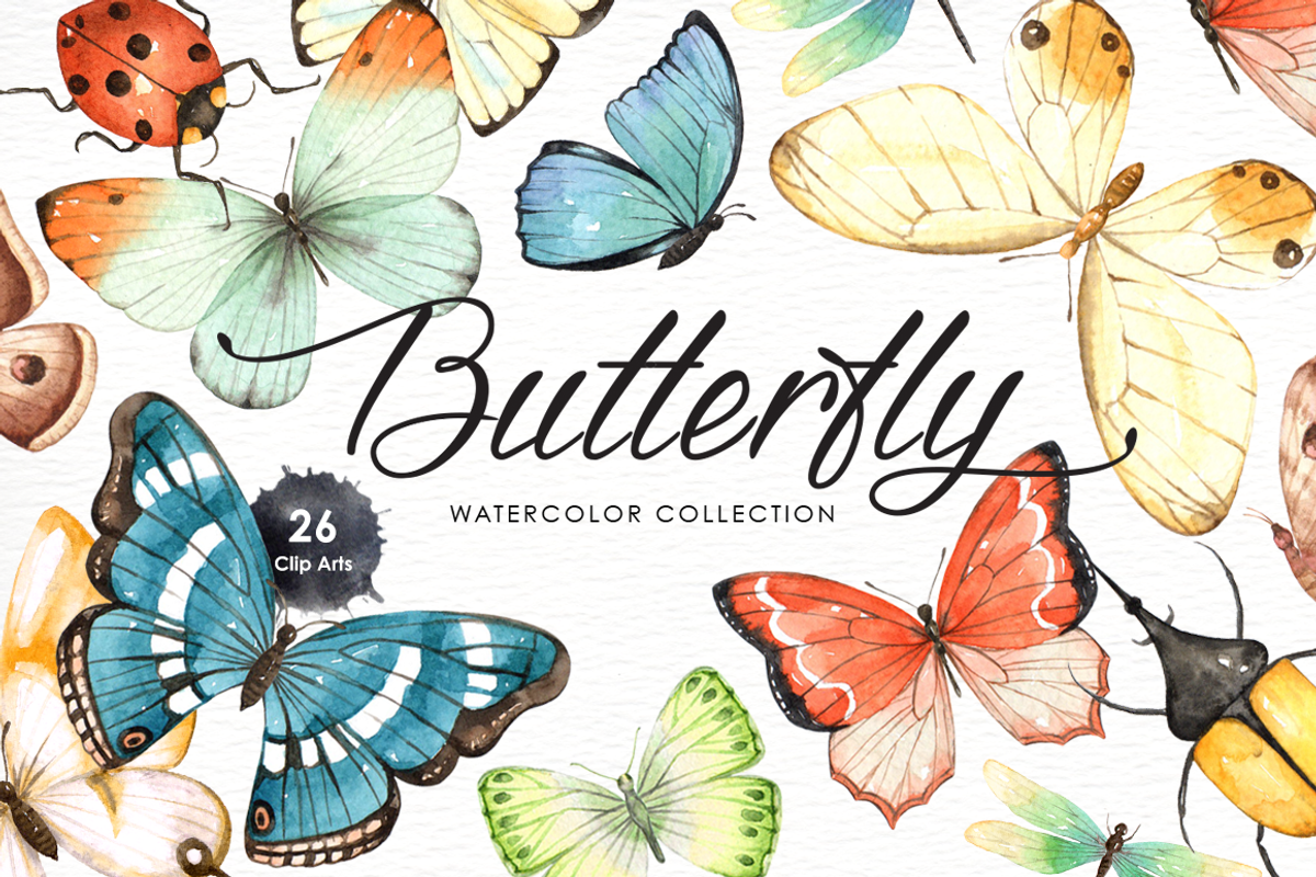 Butterfly Watercolor Collection, an Illustration by everysunsun