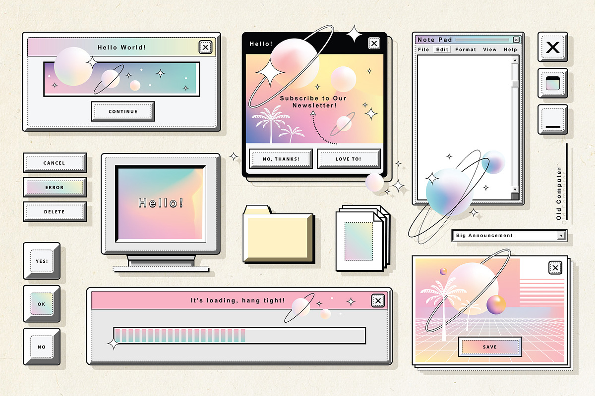 Retro & Old Computer Aesthetics, an Education Illustration by Polar Vectors