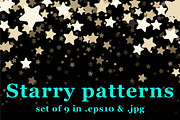 Starry patterns on black background, a Pattern Graphic by Vjom