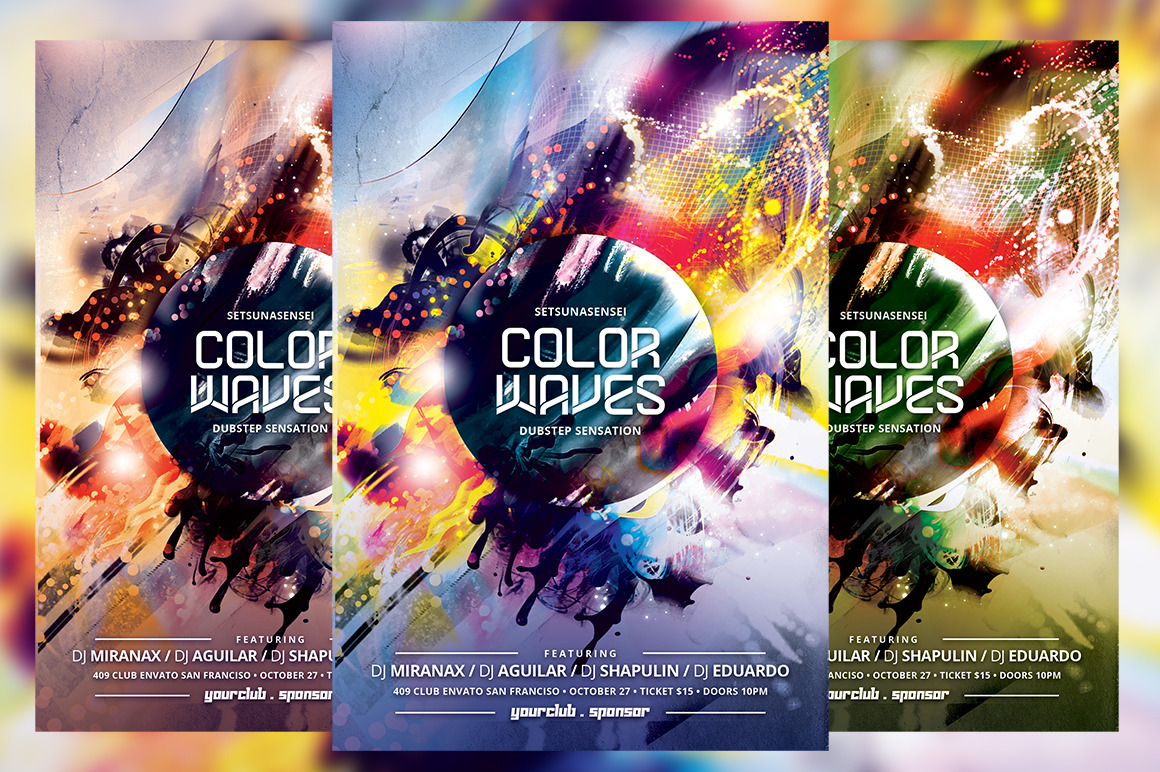 Color Waves, a Flyer Template by KiraYamato Design Studio