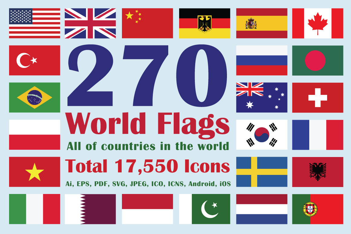 270 World Flags, an Icon by ArtFusion | Creative Market