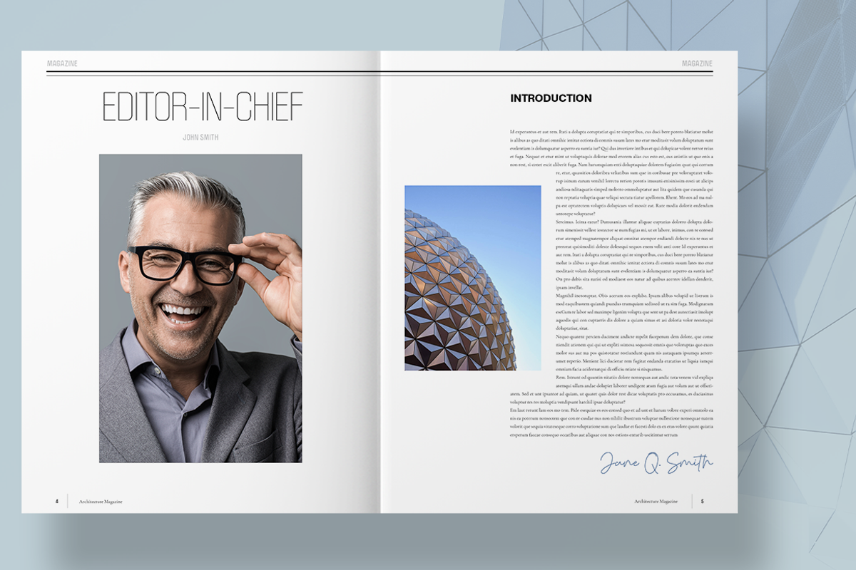 Blue Architecture Magazine Layout, a Magazine Template by Boris Cupac ...