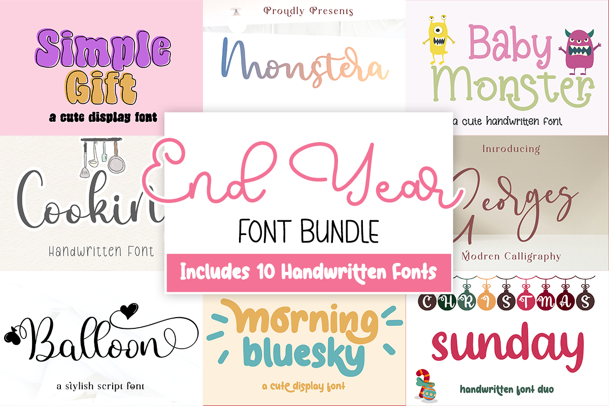 End Year Font Bundle, a Script Font by BearyType Studio