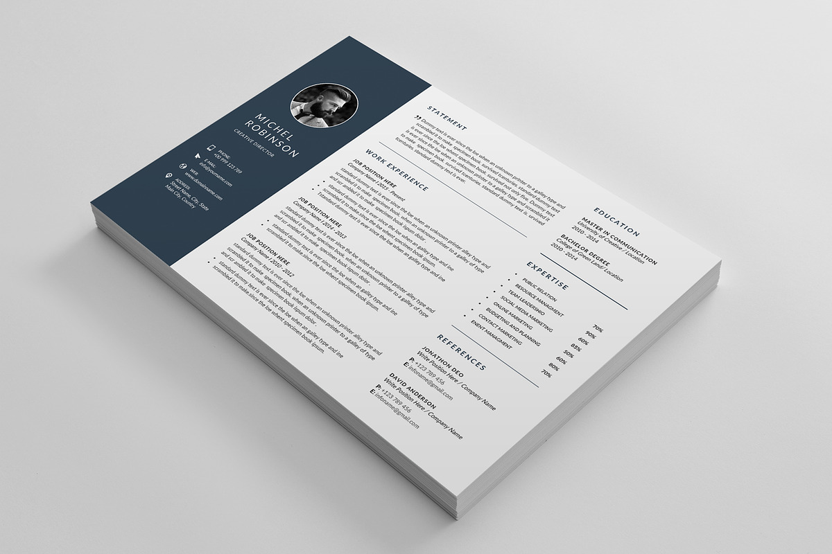 Landscape Resume/CV Template, a Resume Template by Designs Bird
