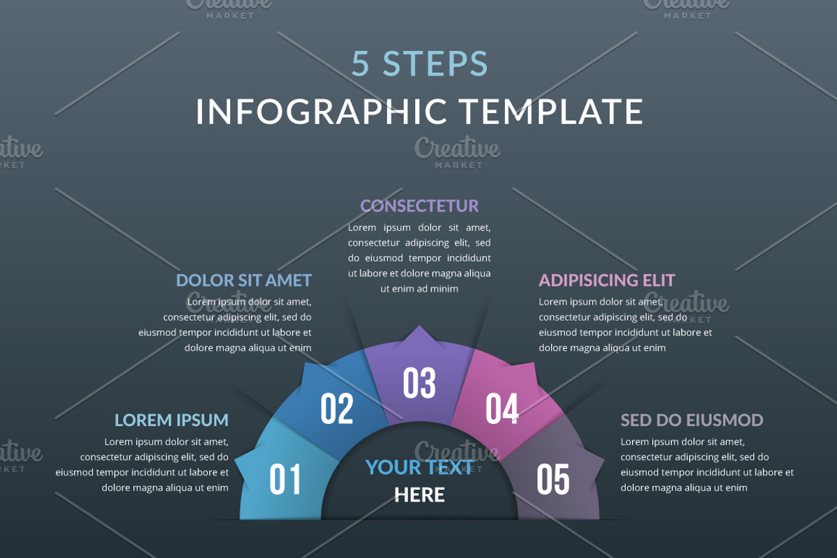 Process Infographics - 5 Steps, a Graphic by PixMarket